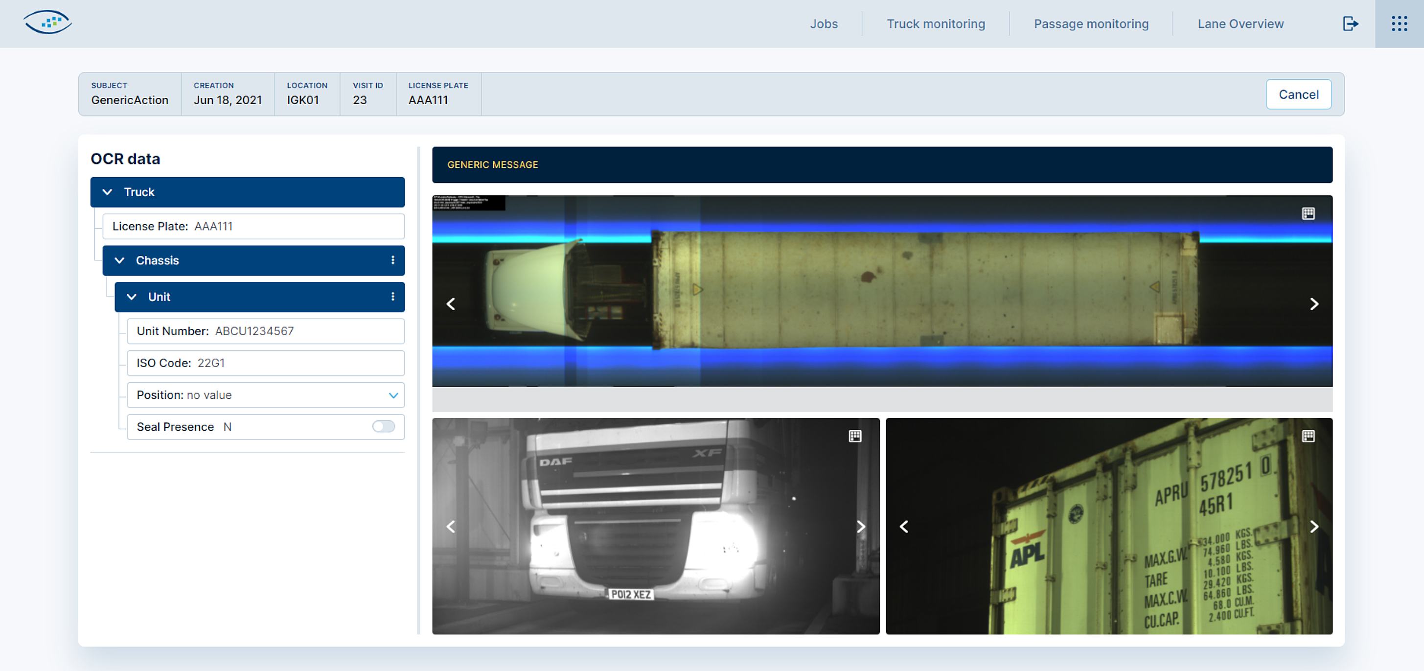 Truck OCR/OFR Camera Portal | Camco Technologies